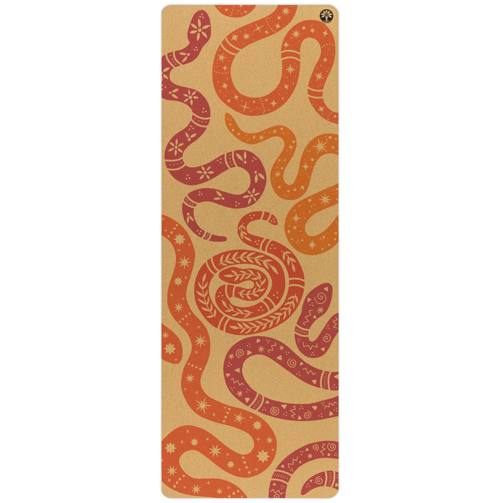 Artist Printed Unity Pro Cork Yoga Mat with Colorful Snake Design ...