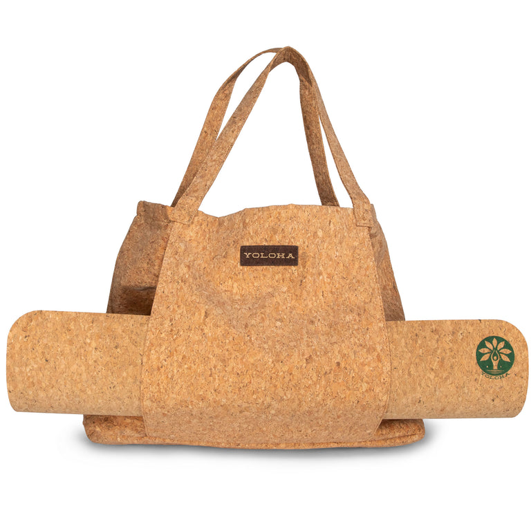 The Best Natural Cork Tote Bag with Yoga Mat Holder – Yoloha Yoga