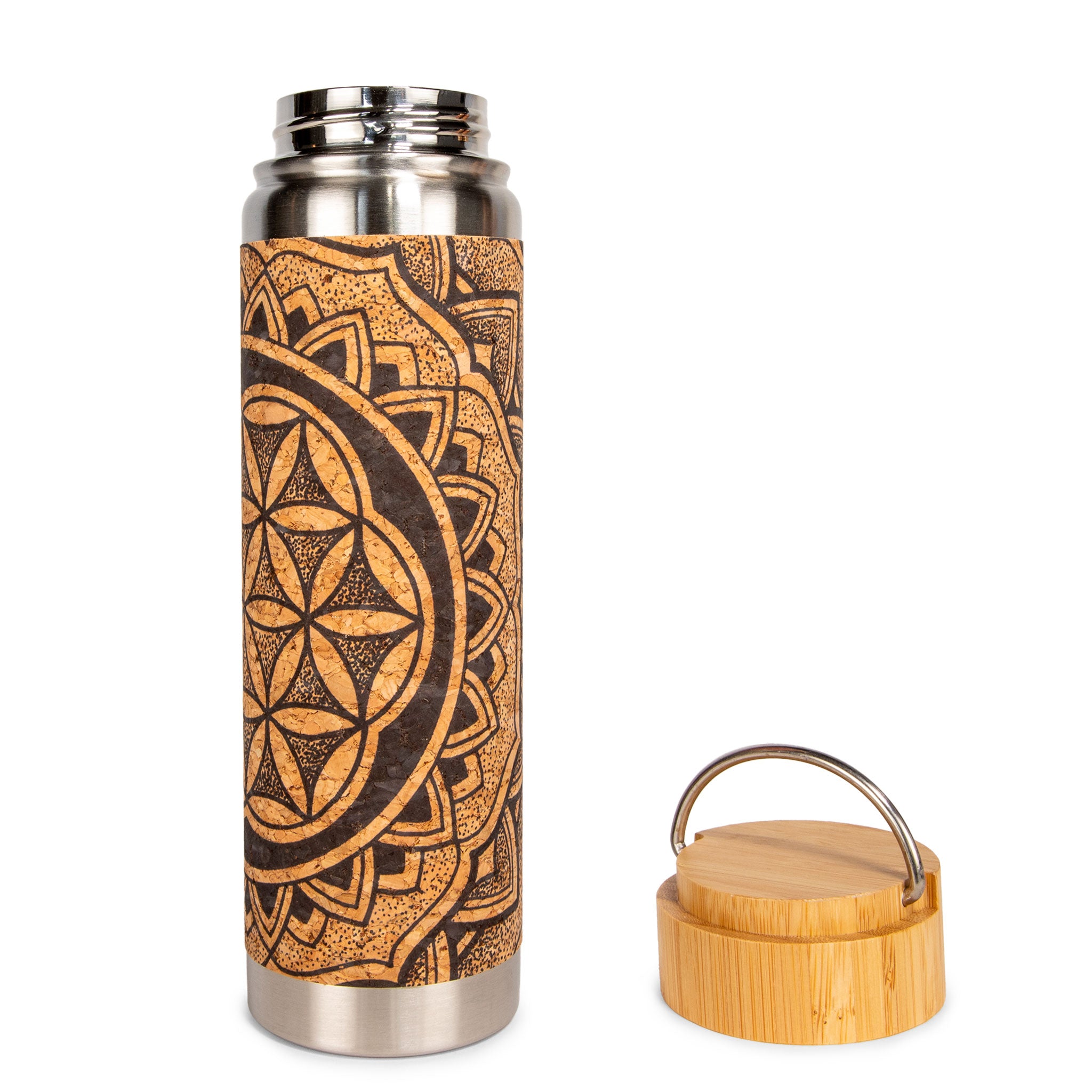 The Best Cork Water Bottle with Unique Mandala Design – Yoloha Yoga
