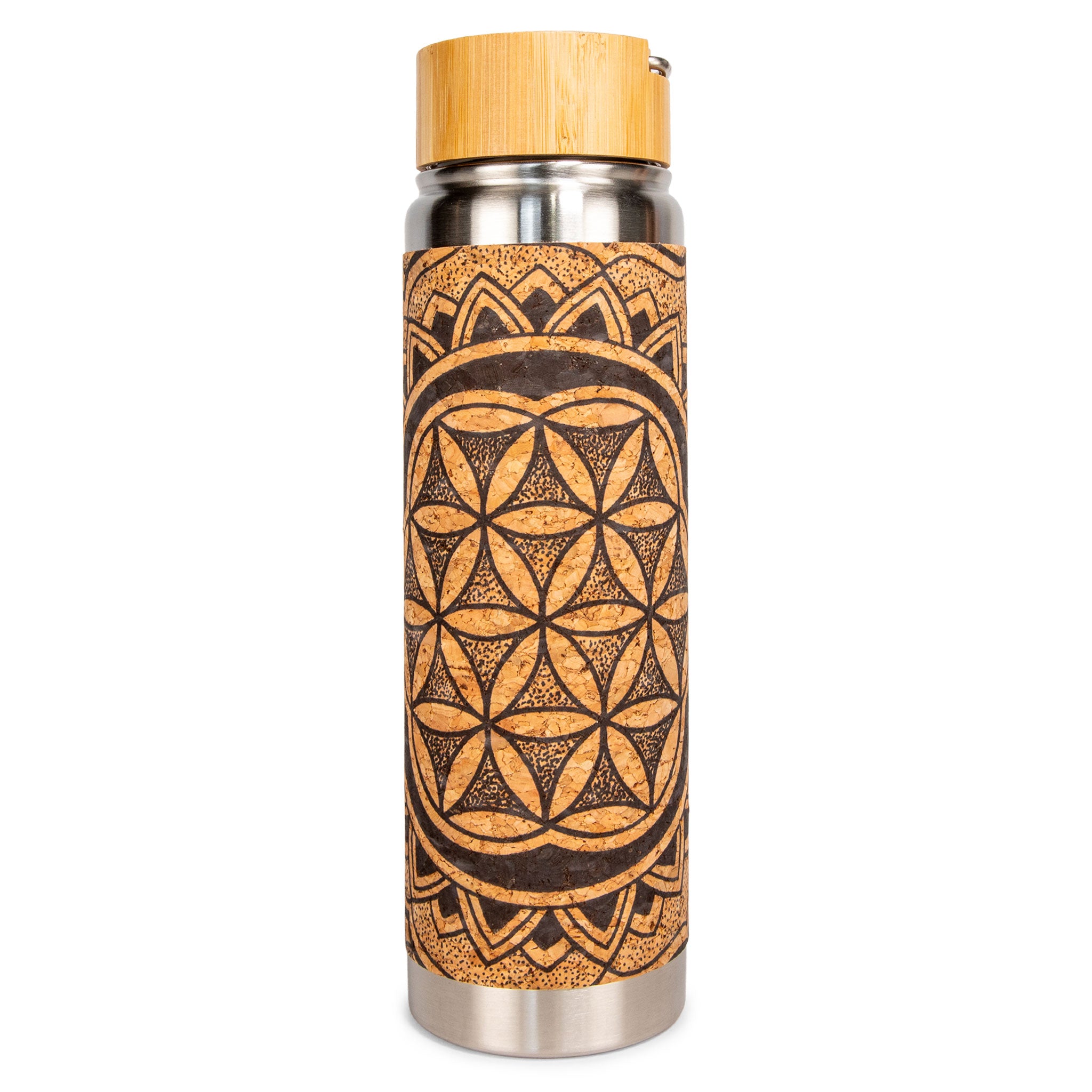 The Best Cork Water Bottle with Unique Mandala Design – Yoloha Yoga