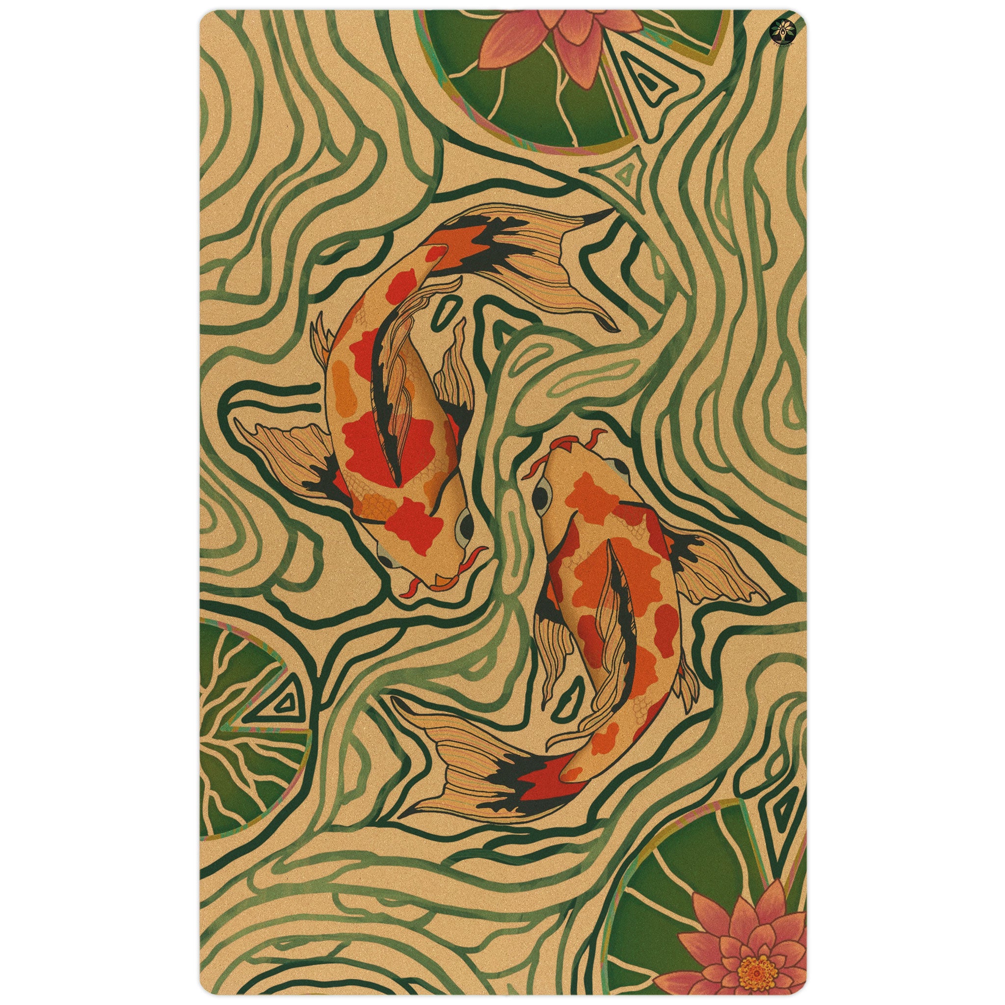 Extra Large Unity Pro Cork Yoga Mat with Colorful Koi Pond Art – Yoloha ...